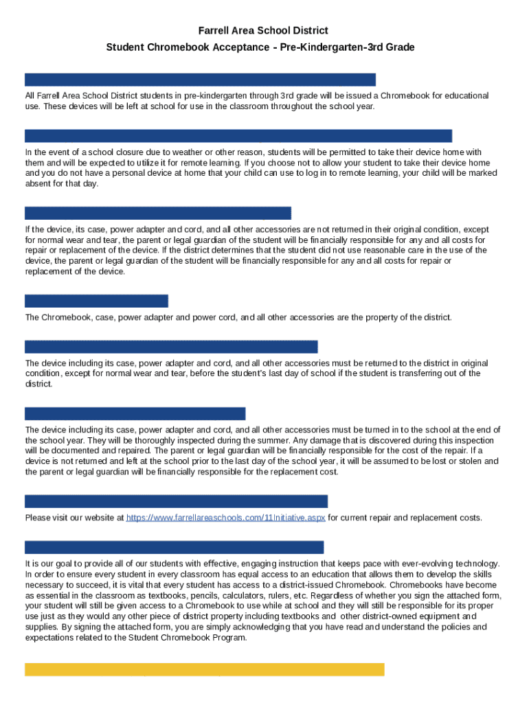 Student Chromebook Agreement - Grades 3-6 Doc Template | pdfFiller