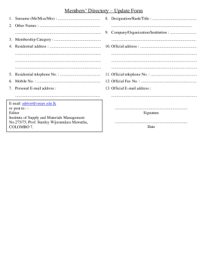 Fillable Online Members' Directory Update Form Fax Email Print - pdfFiller