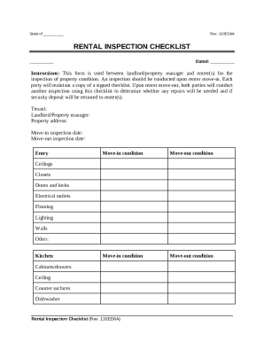Free Rental Inspection Report for Every State Doc Template | pdfFiller