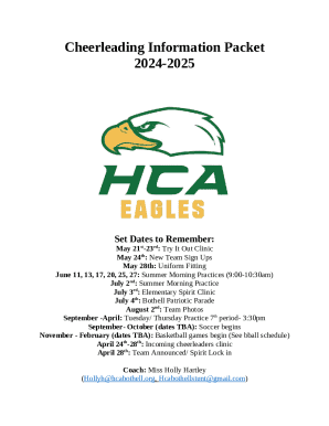 Cheerleading Ination Packet 2024-2025 Set Dates to ... Doc Template ...