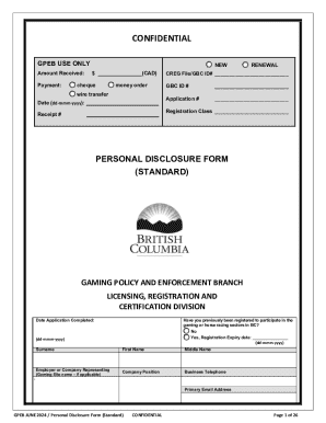 Fillable Online Personal Disclosure Form - Standard (including ...