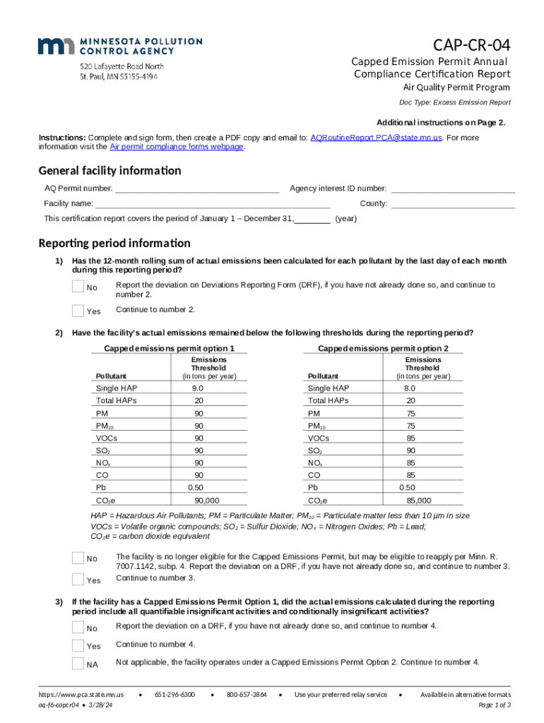 CAP-CR-04 Capped Emission Permit Annual Compliance Certification Report ...