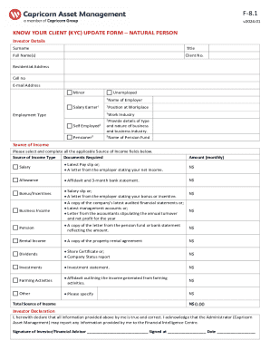 Fillable Online KNOW YOUR CLIENT (KYC) UPDATE FORM NATURAL ... Fax ...