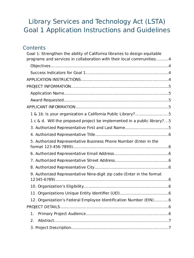 LSTA Goal 1 Application Instructions - California State Library Doc ...