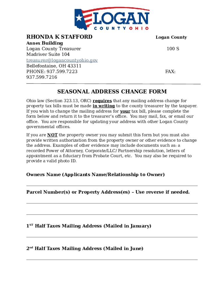 seasonal address change Doc Template | pdfFiller