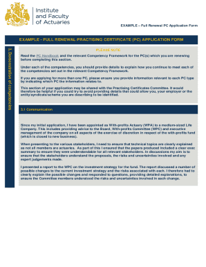 Fillable Online EXAMPLE Full Renewal PC Application Form Fax Email ...