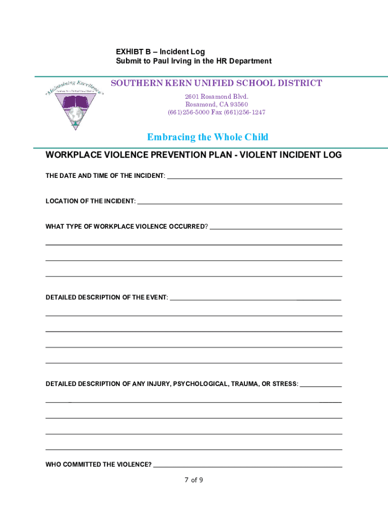 Fillable Online SKUSD and Sites Workplace Violence Prevention Plan.pdf ...