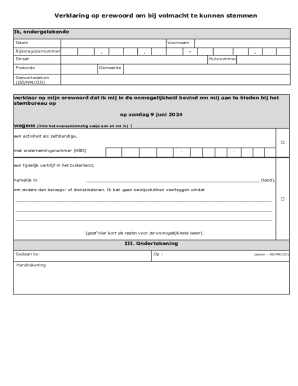 Invulbaar Online Model van verklaring op erewoord om bij volmacht te ...