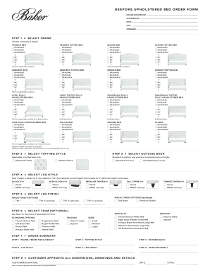 Fillable Online BESPOKE UPHOLSTERED BED ORDER FORM Fax Email Print ...