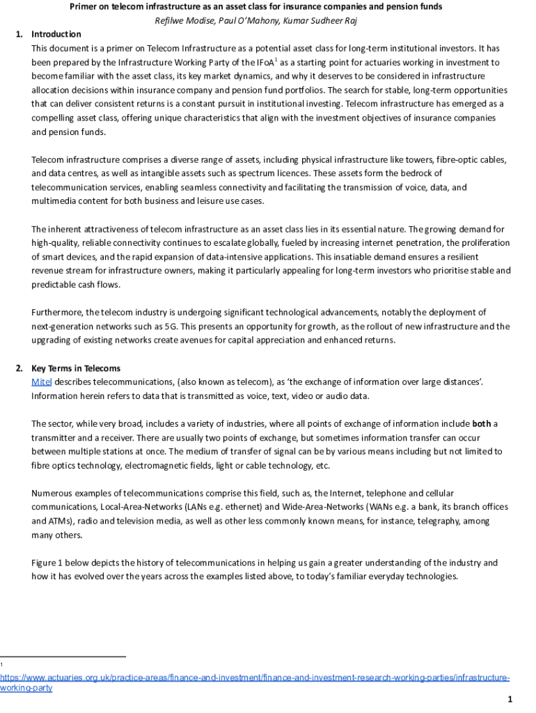 Fillable Online primer-on-telecom-infrastructure-as-an-asset-class-for ...