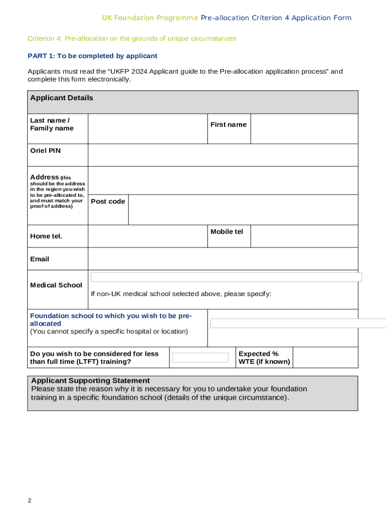 Criterion 4Pre-allocation Application ... Doc Template | pdfFiller