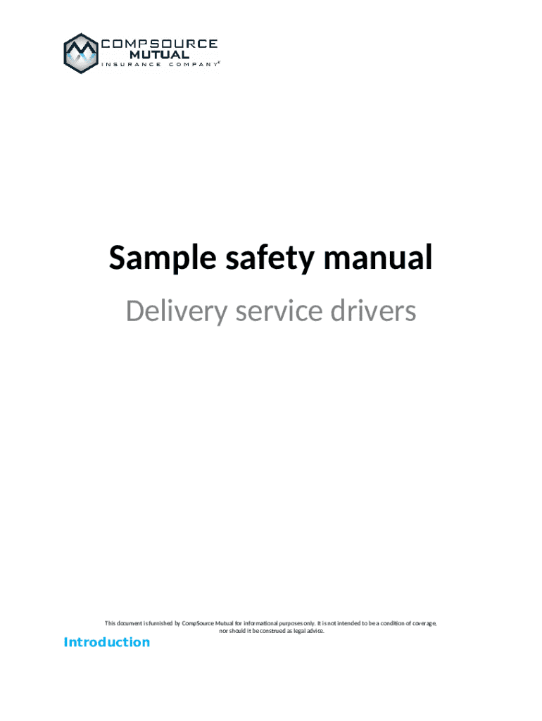 Delivery service driver safety manual Doc Template | pdfFiller