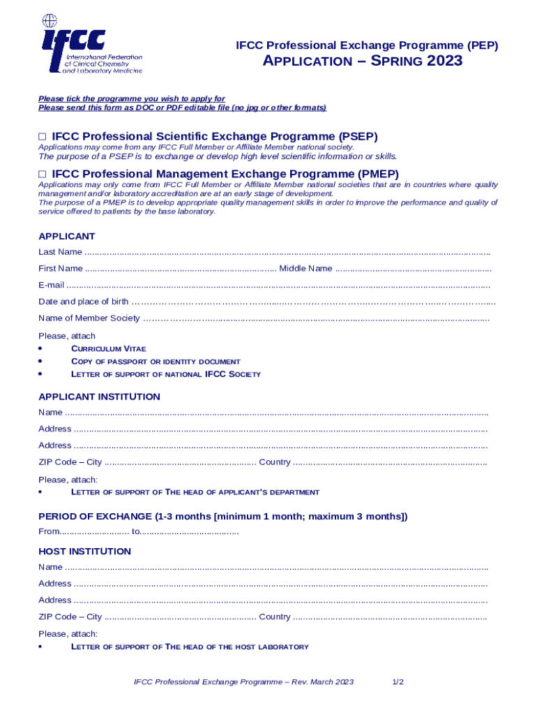 Pep-Application Rev - Spring2023PDF Doc Template | pdfFiller