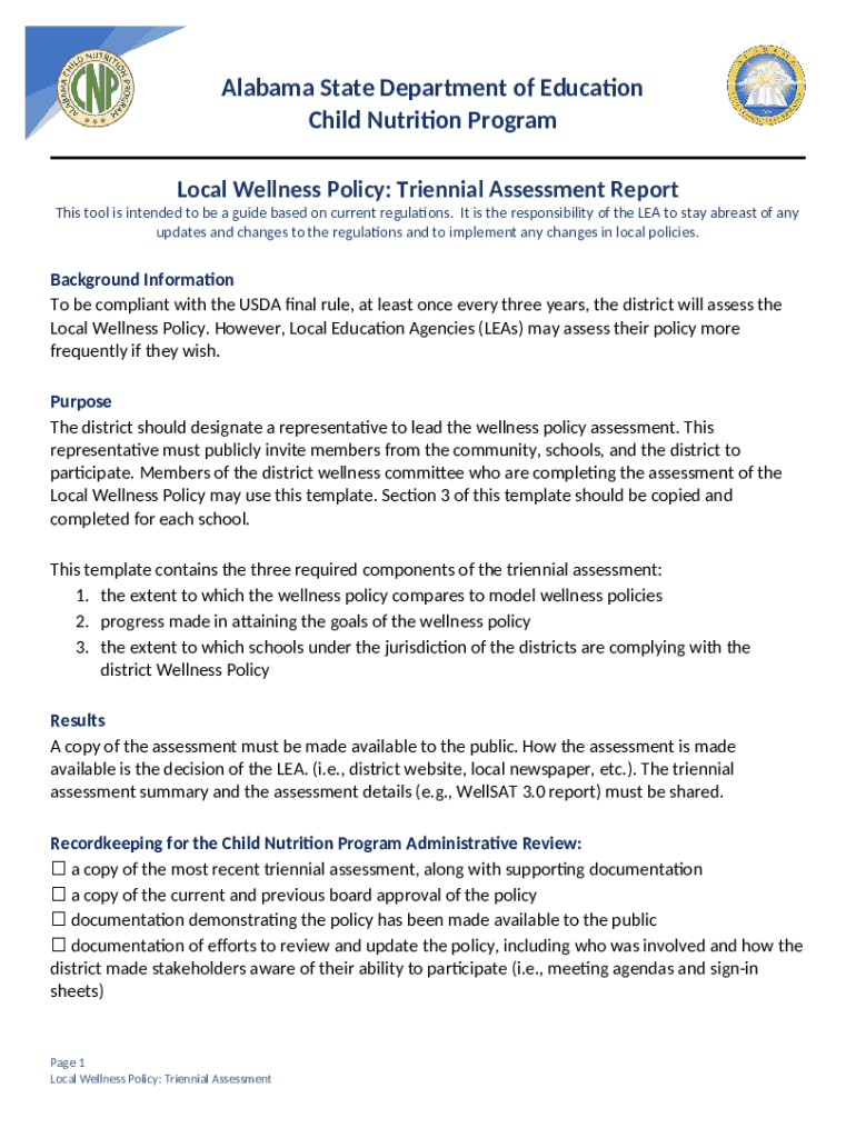 Local Wellness Policy: Triennial Assessment ... Doc Template | pdfFiller