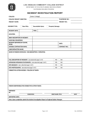 Construction Incident Report Template - Fill Online, Printable ... Doc ...