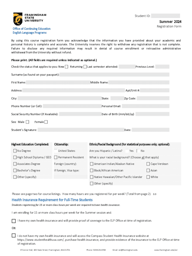 Fillable Online Student ID and Login Information - Harvard Summer ...