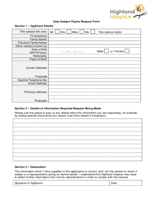 Fillable Online Data Subject Rights Request Form Section 1 Fax Email ...