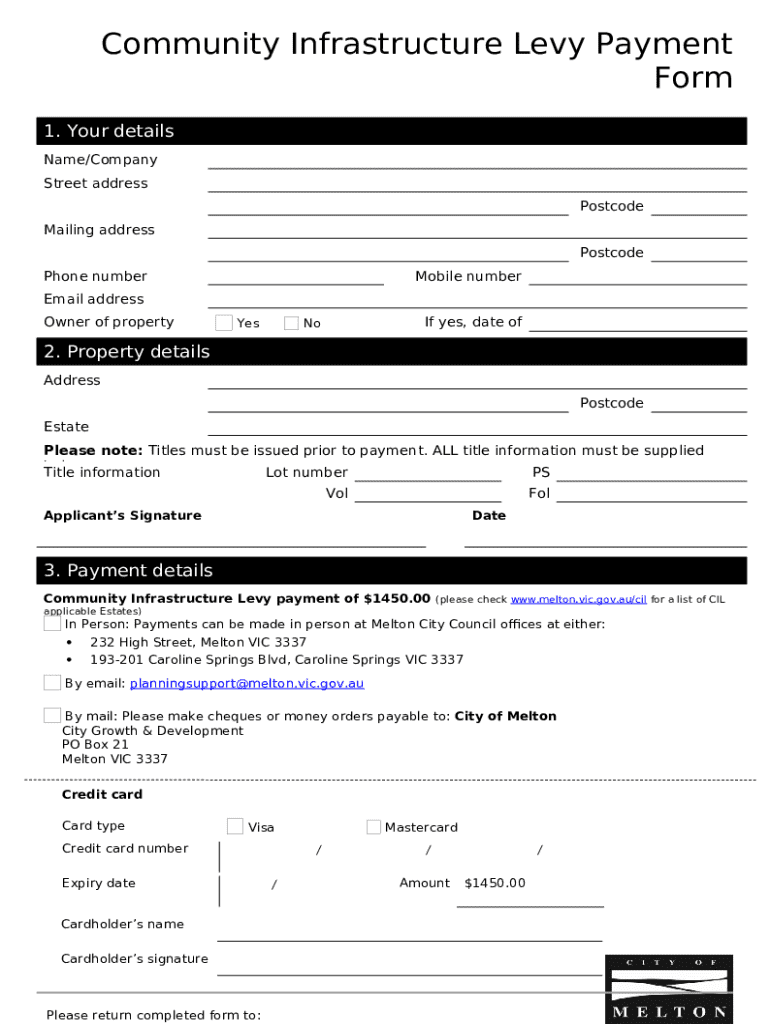 Community Infrastructure Levy Payment Doc Template | pdfFiller