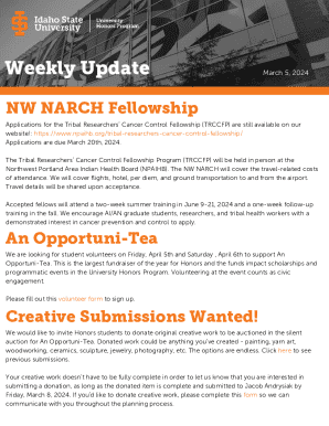 Fillable Online Weekly Update Template Fax Email Print - pdfFiller