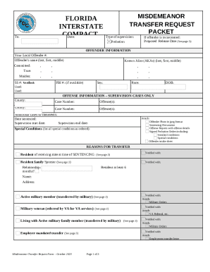 Misdemeanor Transfer Request Doc Template | pdfFiller