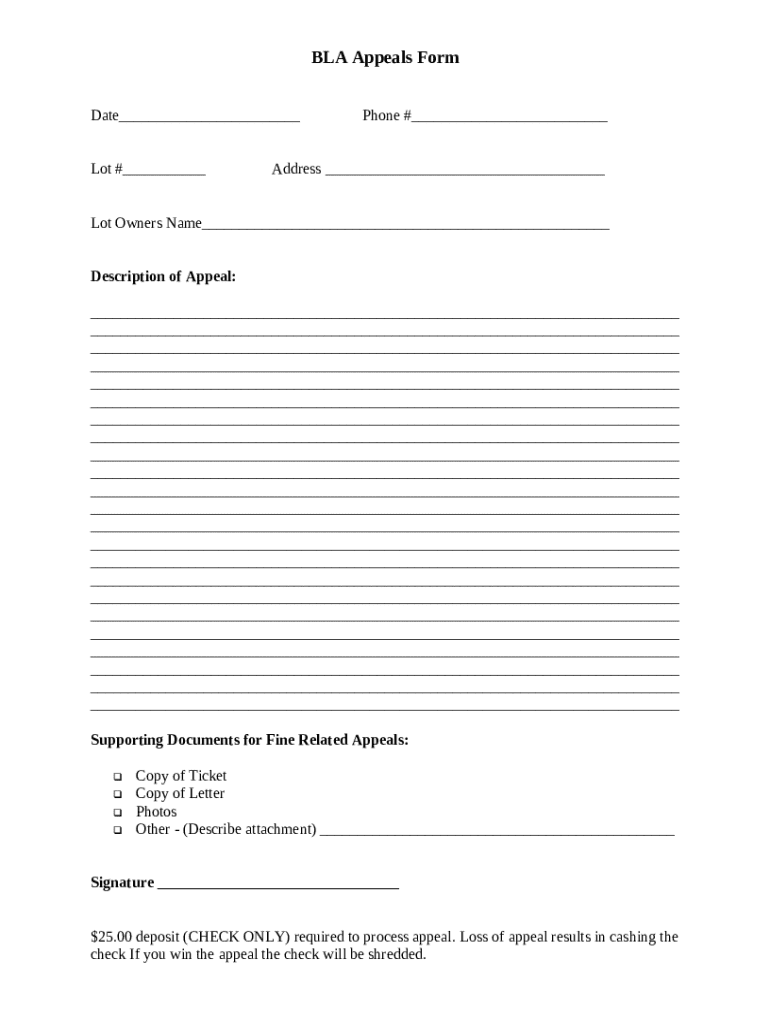 BLA Appeals Doc Template | pdfFiller