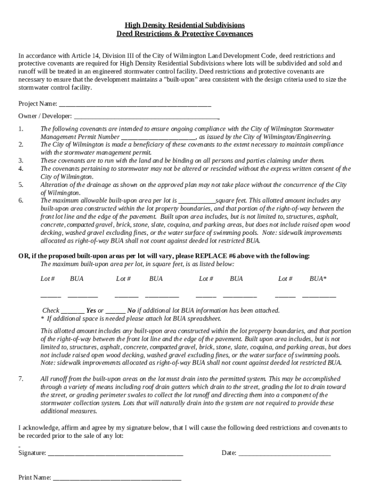 high-density-residential-deed-restrictions. ... Doc Template | pdfFiller