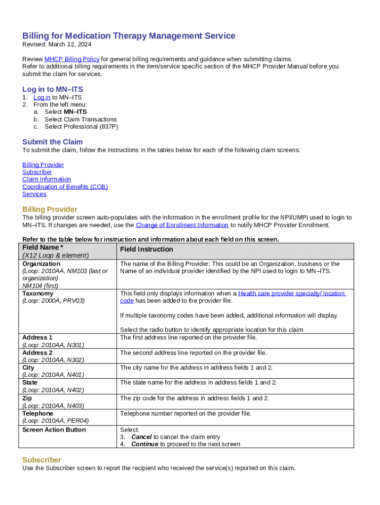 Medication Therapy Management (MTM) Pilot Program Doc Template | pdfFiller