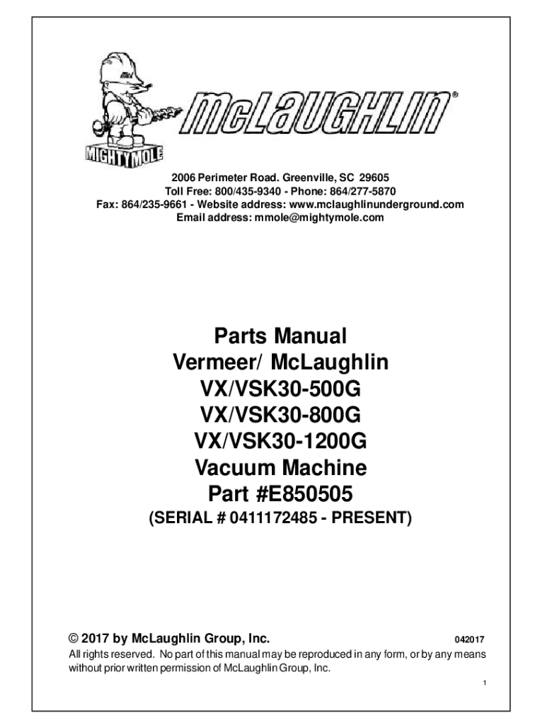 Fillable Online Parts & Services - McLaughlin Trenchless Technologies ...