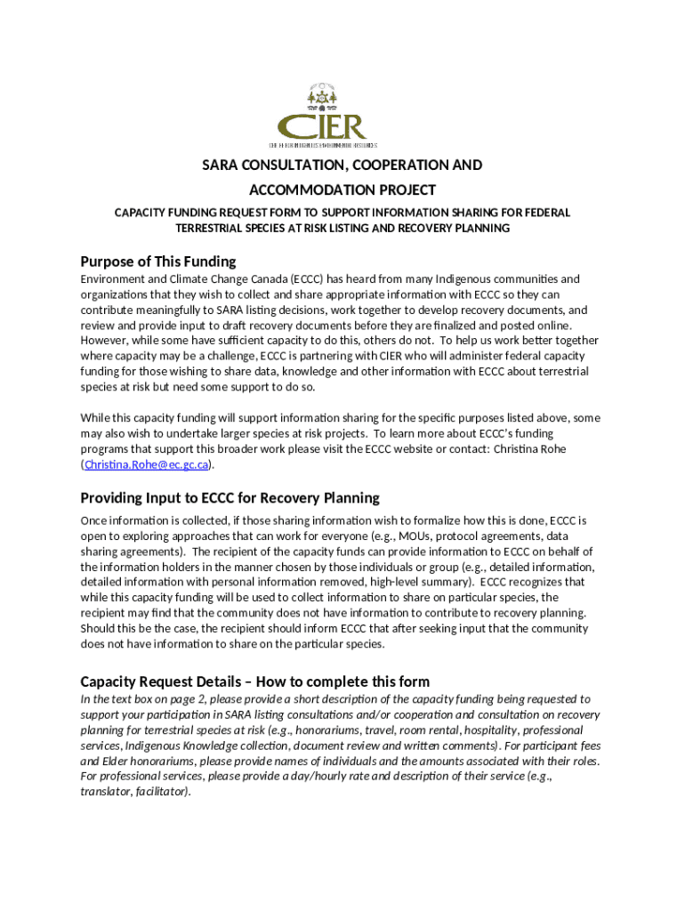 SARA Authorization Triggers for Critical Habitat ... Doc Template ...