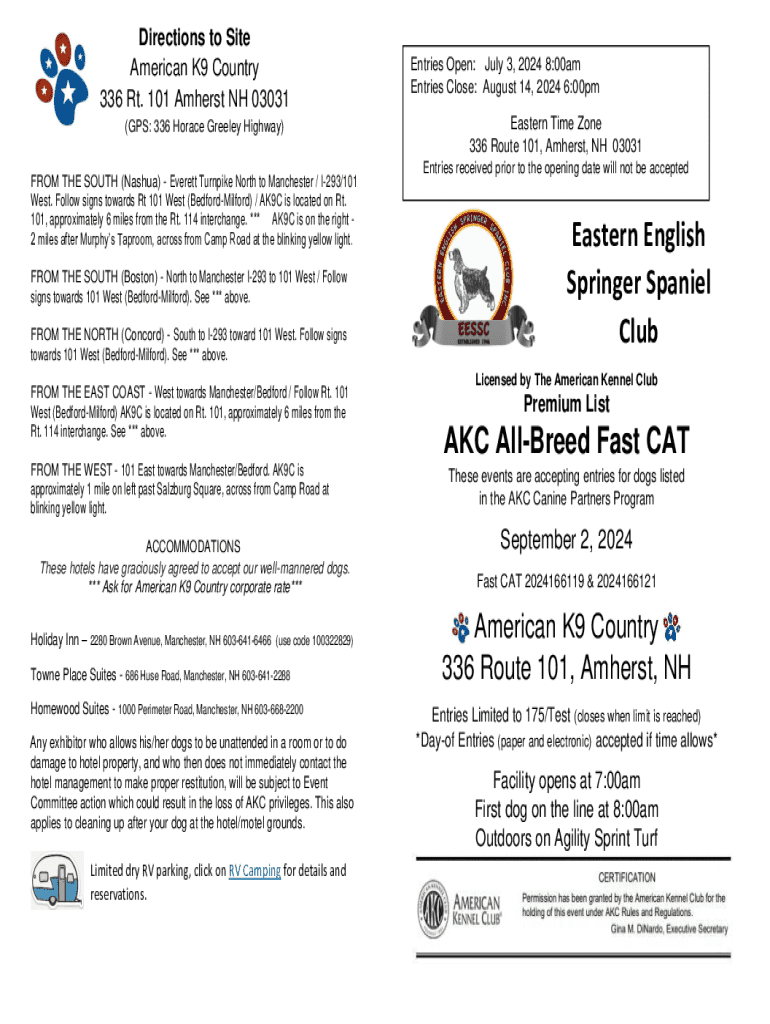 Fillable Online Fillable Online AKC All-Breed Fast CAT - American K9 ...