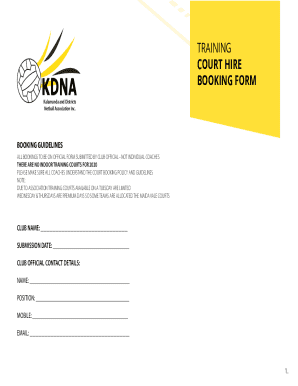 Fillable Online TRAINING COURT HIRE BOOKING FORM Fax Email Print ...