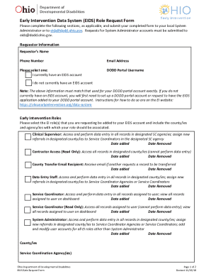 Fillable Online Early Intervention Data System (EIDS) Role Request Form ...