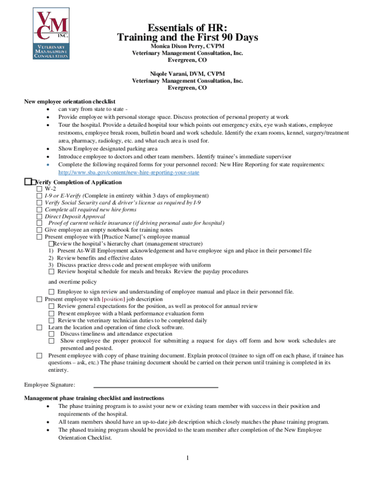 Fillable Online Training and the First 90 Days - Mmhimages.com Fax Email Print - pdfFiller