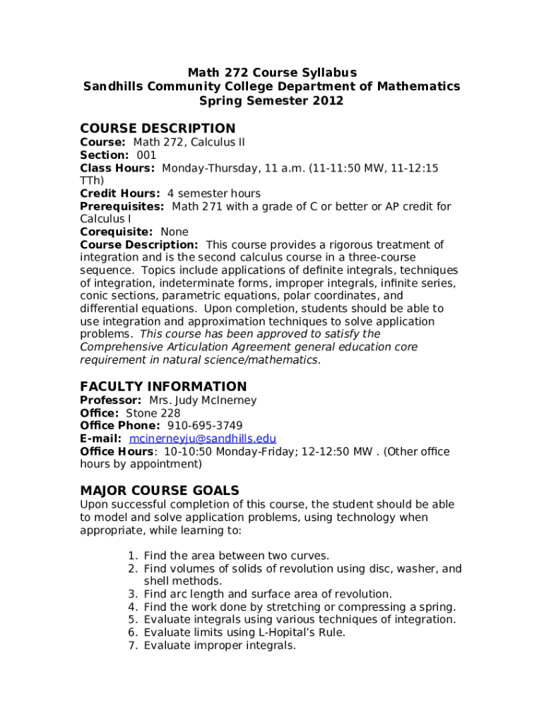 MAT-272 Calculus II - Courses - olympus sandhills Doc Template | pdfFiller