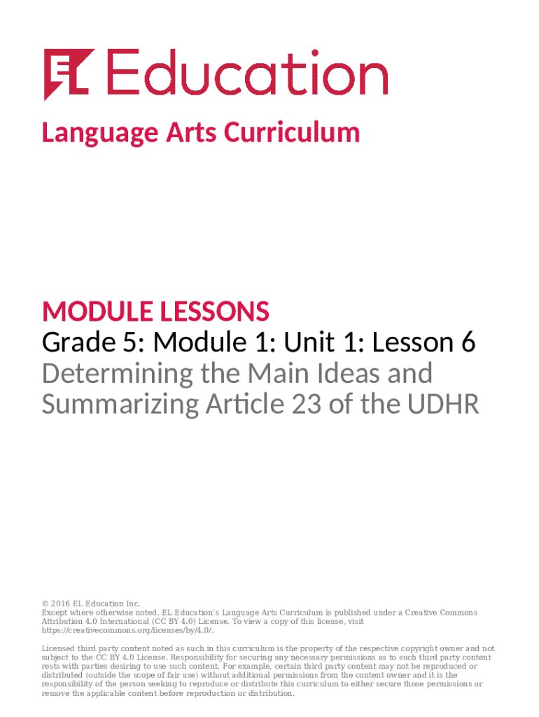 Grade 5: Module 1: Unit 2: Lesson 2 Getting to Know ... Doc Template ...
