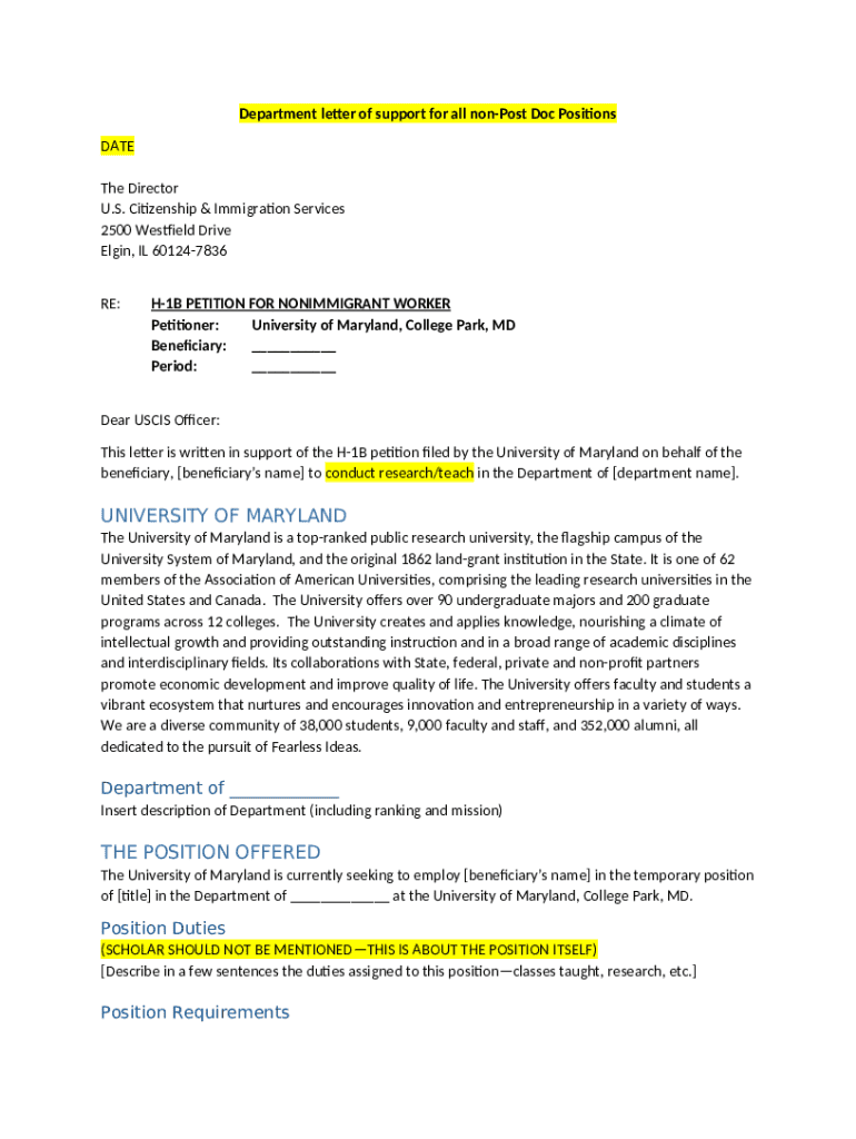 Department letter of support for all non-Post Doc Positions Doc ...