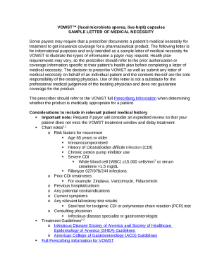 VOWST Sample Letter of Medical Necessity... Doc Template | pdfFiller