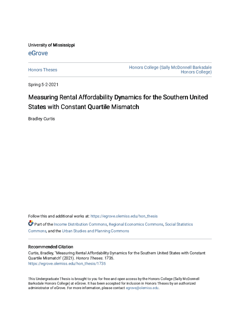 Fillable Online Measuring Rental Affordability Dynamics for the ...