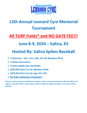 Fillable Online 12th Annual Leonard Cyre Memorial Tournament All TURF ...
