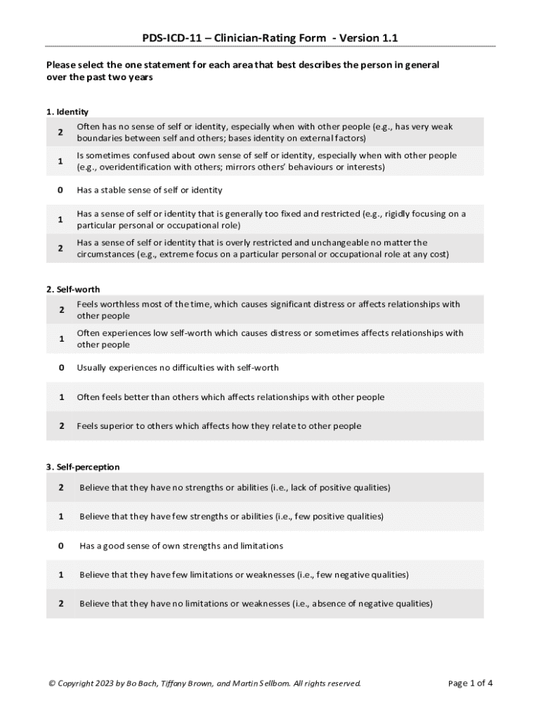 Fillable Online PDS-ICD-11 Clinician-Rating Form - Version 1.1 Fax ...