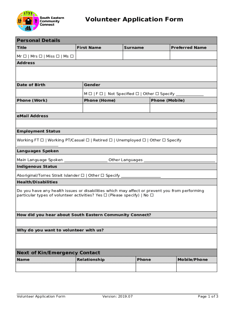 Student Volunteer Application Templates Doc Template | pdfFiller