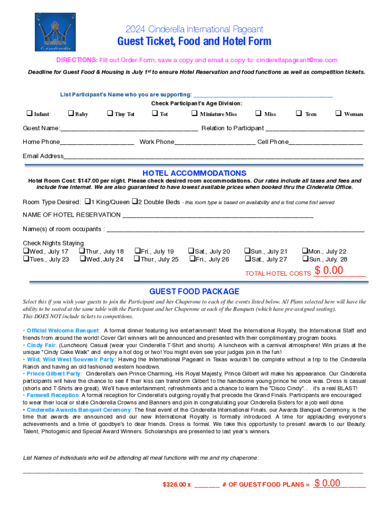 Fillable Online Forms - Cinderella Pageants Fax Email Print - pdfFiller