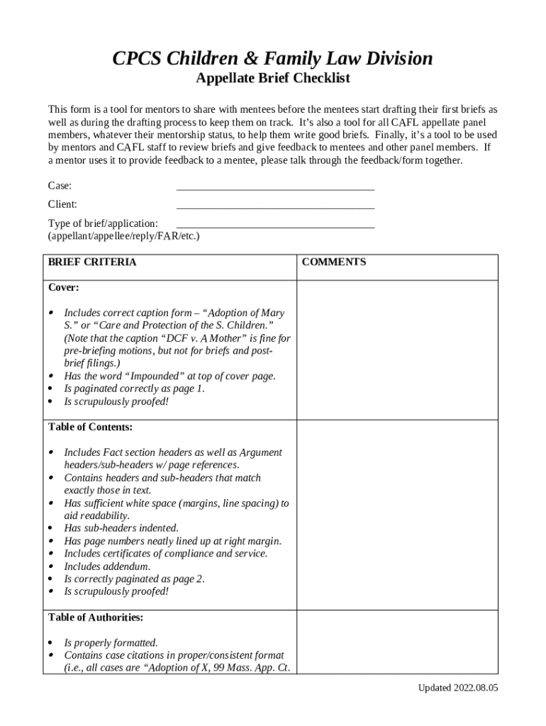 CPCS Children & Family Law Division Doc Template | pdfFiller