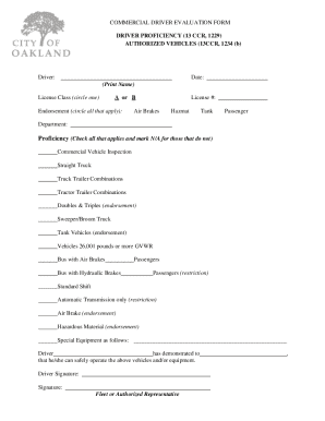 Fillable Online Driver Proficiency Form - Fill Online, Printable ...