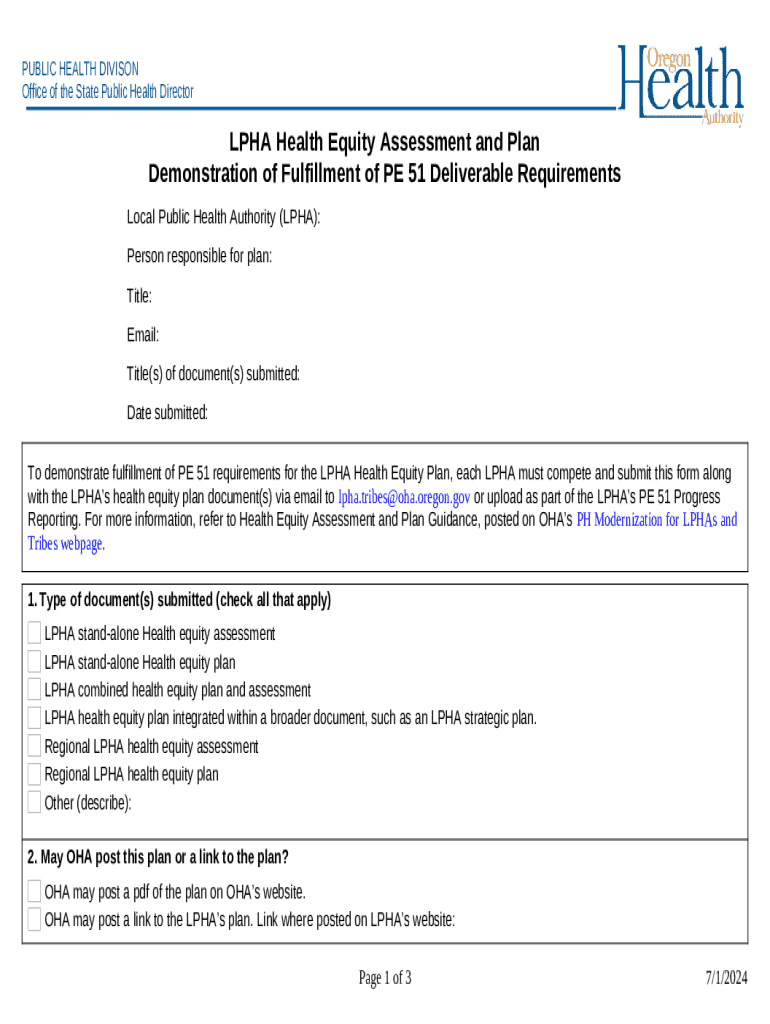 LPHA Health Equity Plan Submission Doc Template | pdfFiller