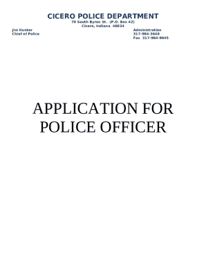 Cicero Police Department Application Doc Template | pdfFiller