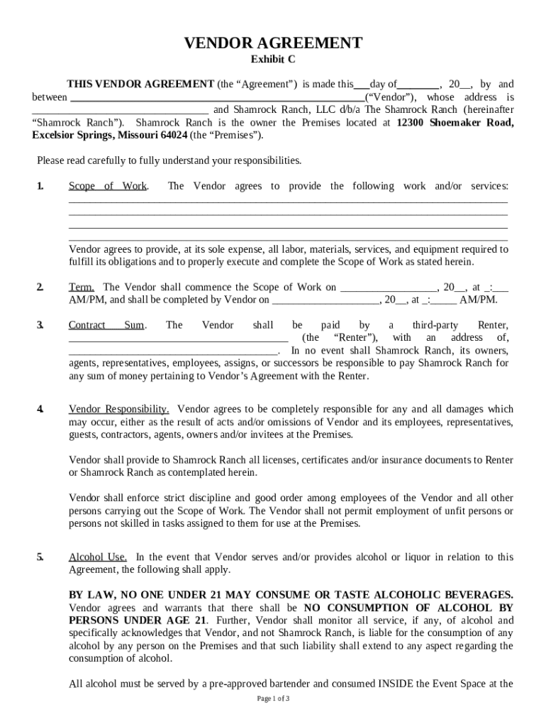 VENDOR CONTRACT AGREEMENT MADE this Effective ... Doc Template | pdfFiller