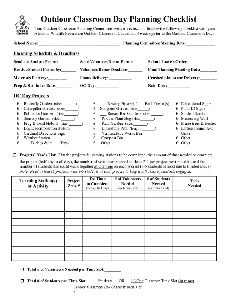 Fillable Online OC Day Planning Checklist for School 030823AW.doc Fax Email Print - pdfFiller