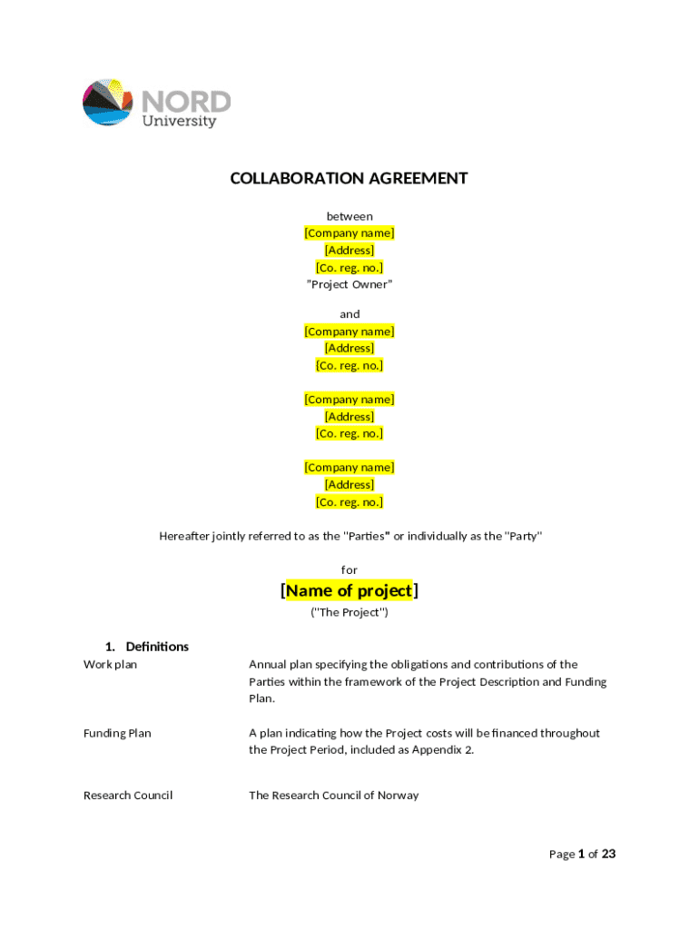Drafting a business collaboration agreement Doc Template | pdfFiller