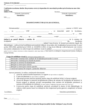 Model Cerere. Actualizare decizie titularizare Doc Template | pdfFiller